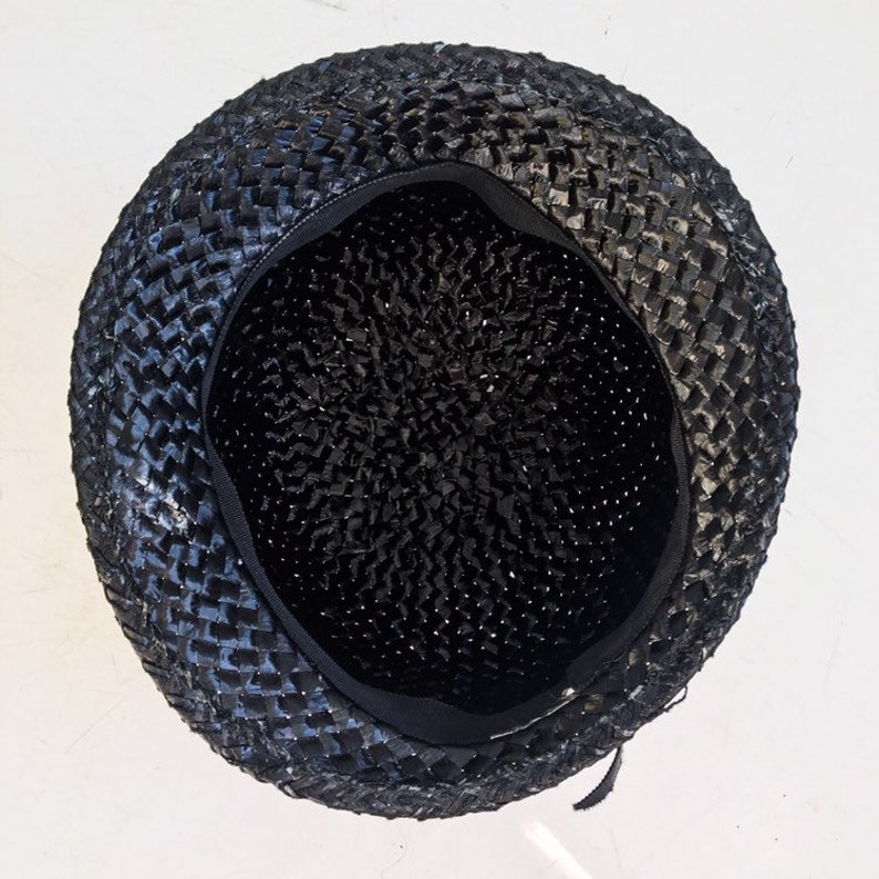 Vintage 50s 60s Black Straw Mod Bucket Hat / Mid Century 1950s - Etsy