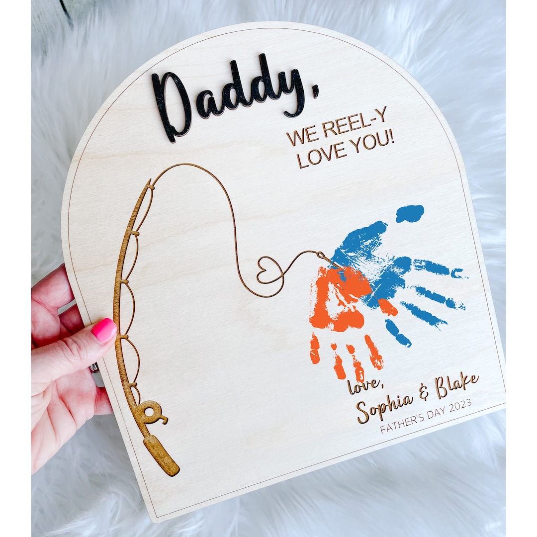 Father's Day Fish Sign, Father's Day Handprint Craft, Father's Day Gift ...