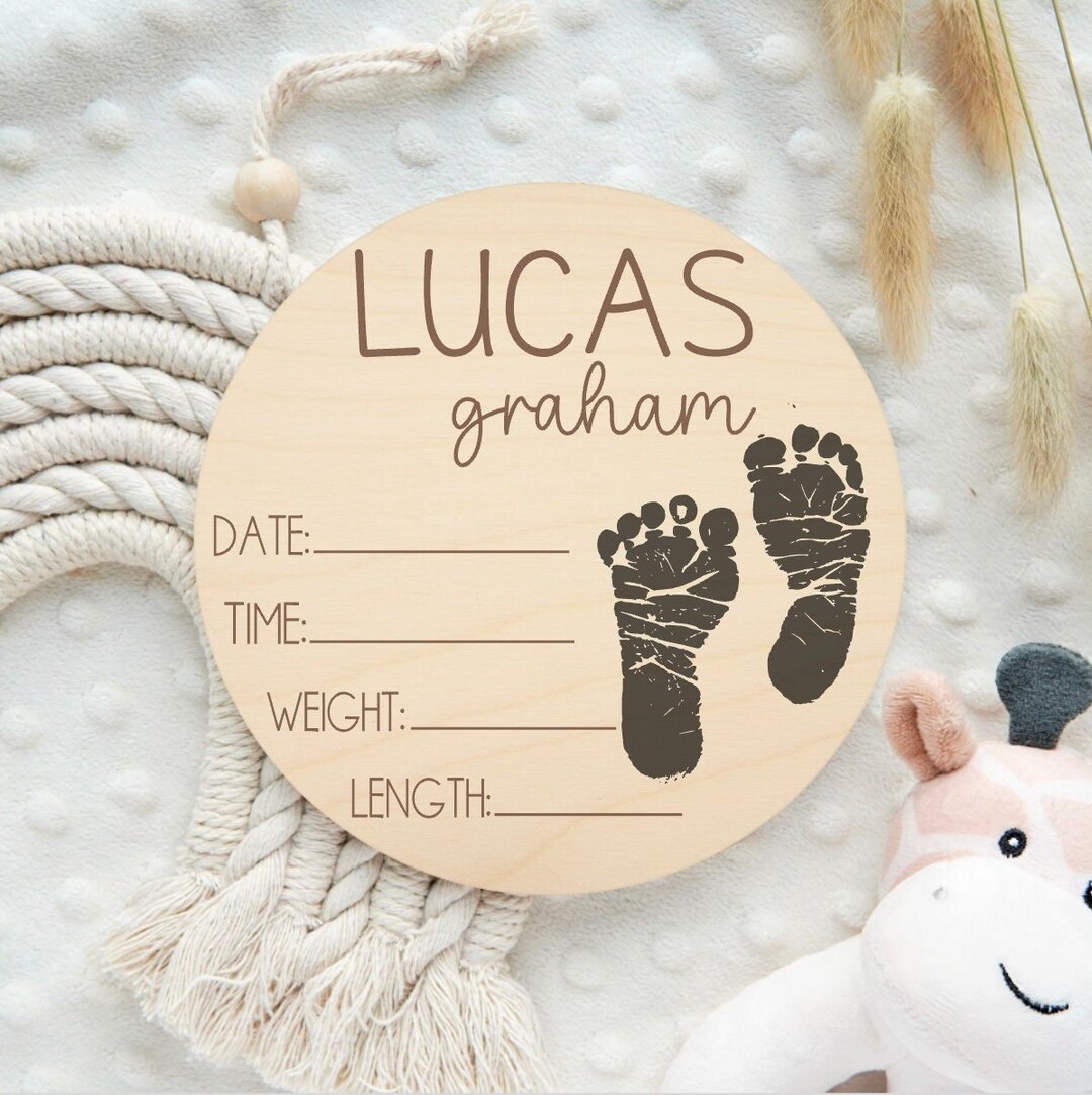 Baby Footprint Sign, Baby Foot Print Art, Hospital Name Sign, Baby Name ...