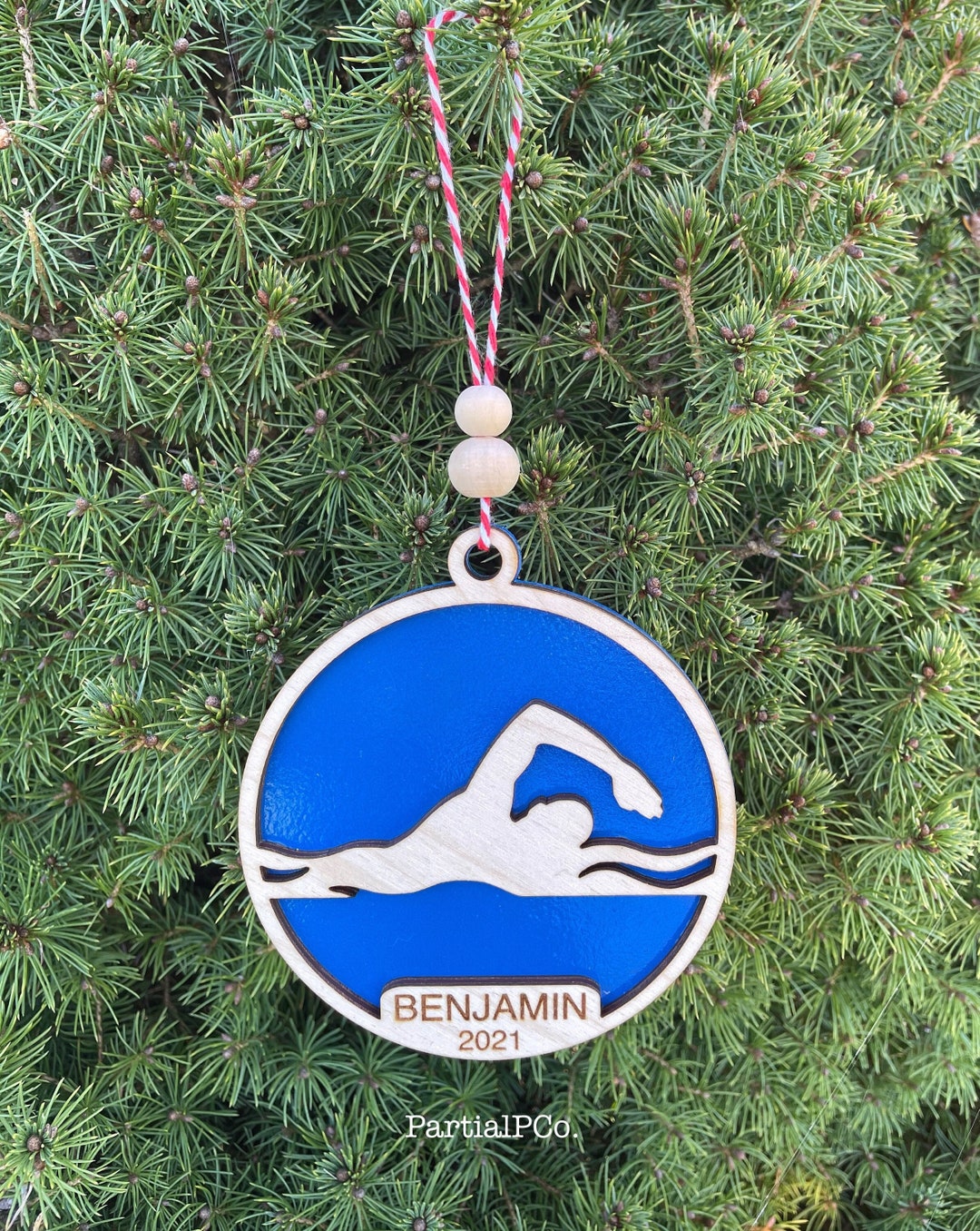 Personalized Wooden Swimming Ornament, Gift for Swimmer, Swim Team ...