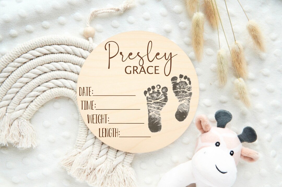Baby Footprint Sign, Baby Foot Print Art, Hospital Name Sign, Baby Name ...