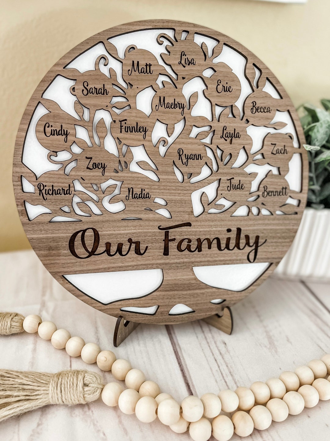 Family Tree Wooden Sign, Family Name, Custom Laser Engraved, Our Family ...