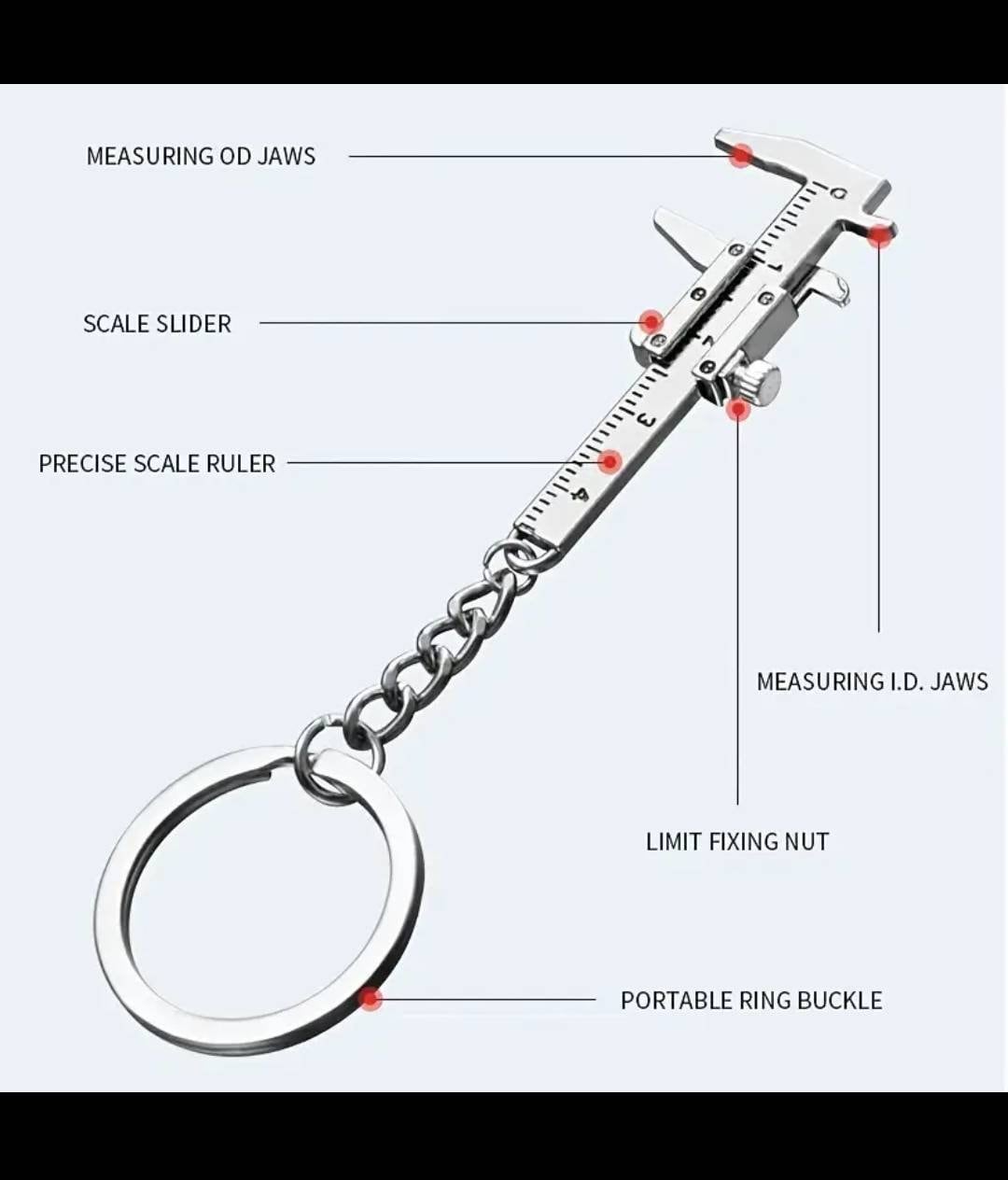 Mini Portable Caliper Keychain Measuring Tool for Gemstones Settings ...
