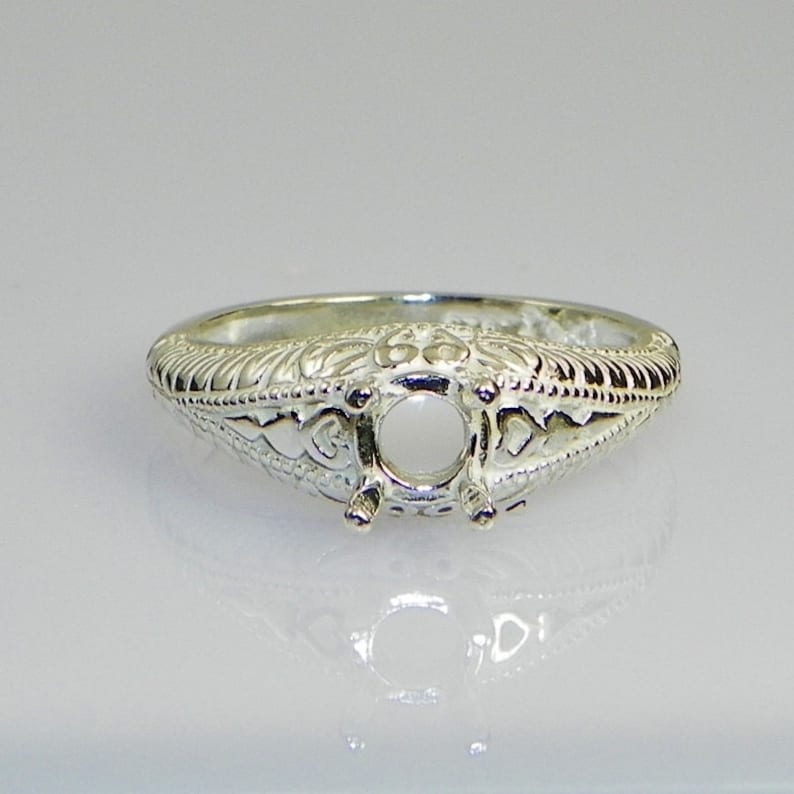 Round Engraved Shank 4mm 7mm Sterling Silver Pre-notched - Etsy