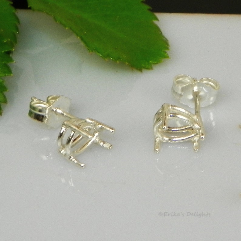 Pear 6x4 12x8 Sterling Silver Pre-notched Earring Settings | Etsy
