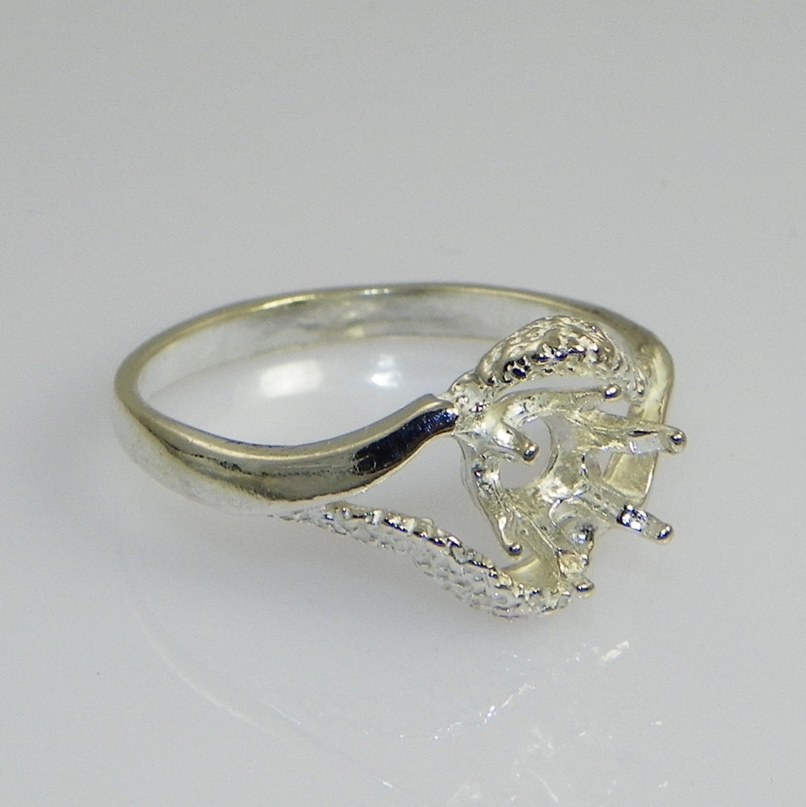 Round Semi Swirl (4mm- 6mm) Sterling Silver Pre-notched RING Setting ...