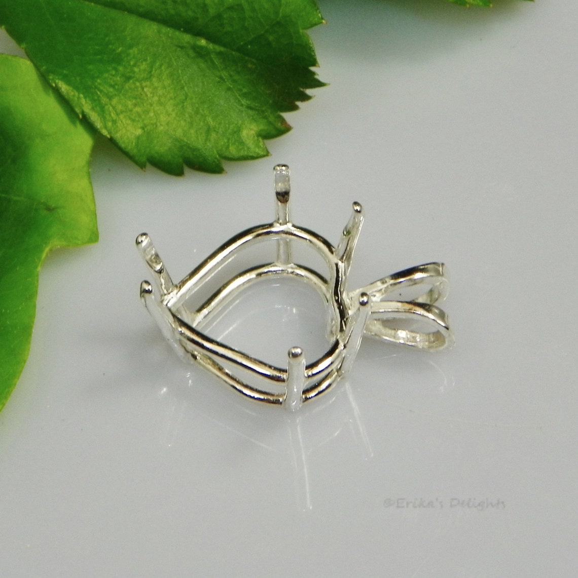 Heart 6 Prong 4mm-16mm Sterling Silver Pre-notched Pendant - Etsy