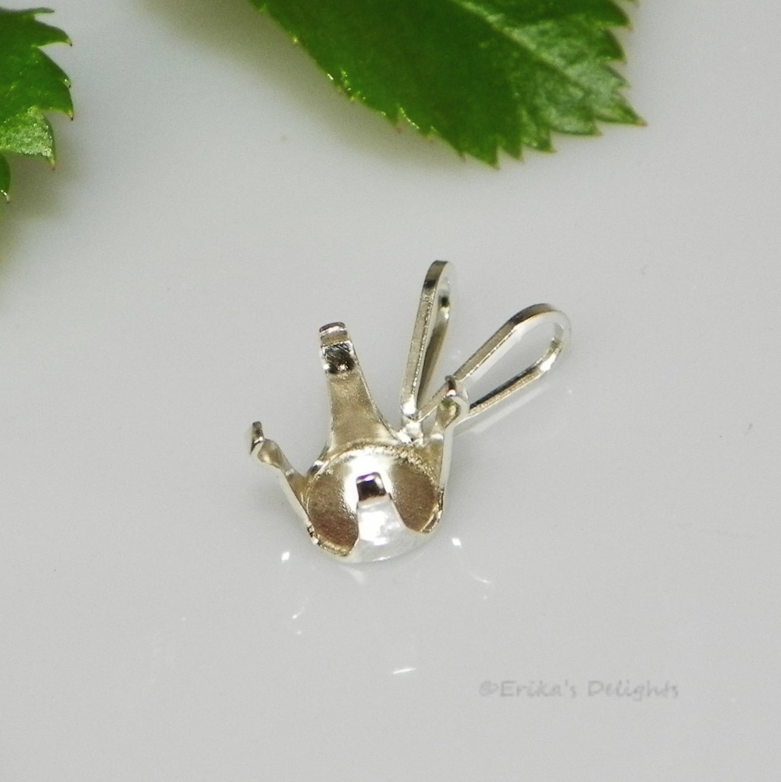 ROUND (3mm - 10mm) Sterling Silver Snap Tite PENDANT Setting (4 Prong ...
