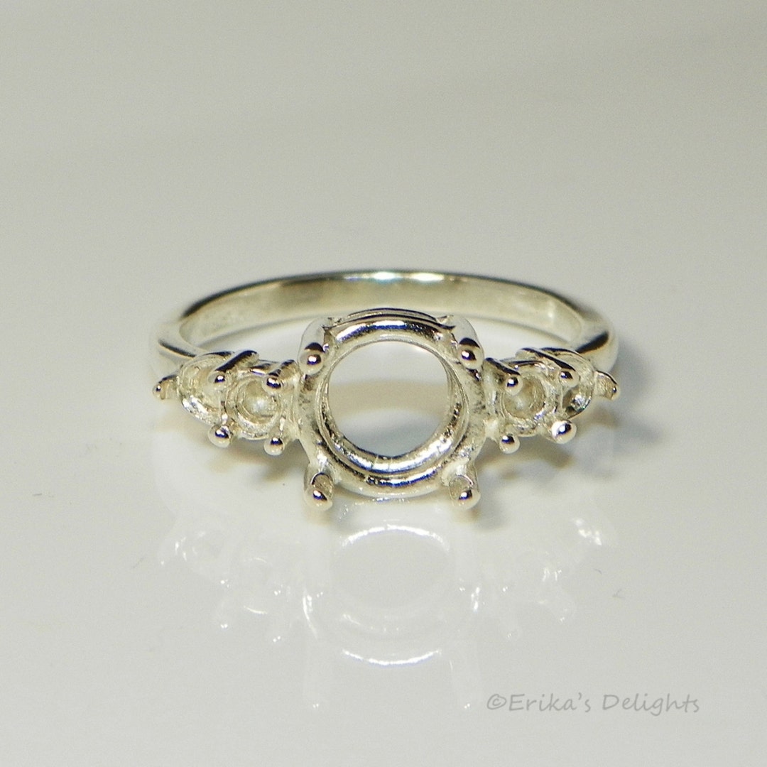 Round Double Accented (8mm - 13mm) Sterling Silver Pre-notched RING ...