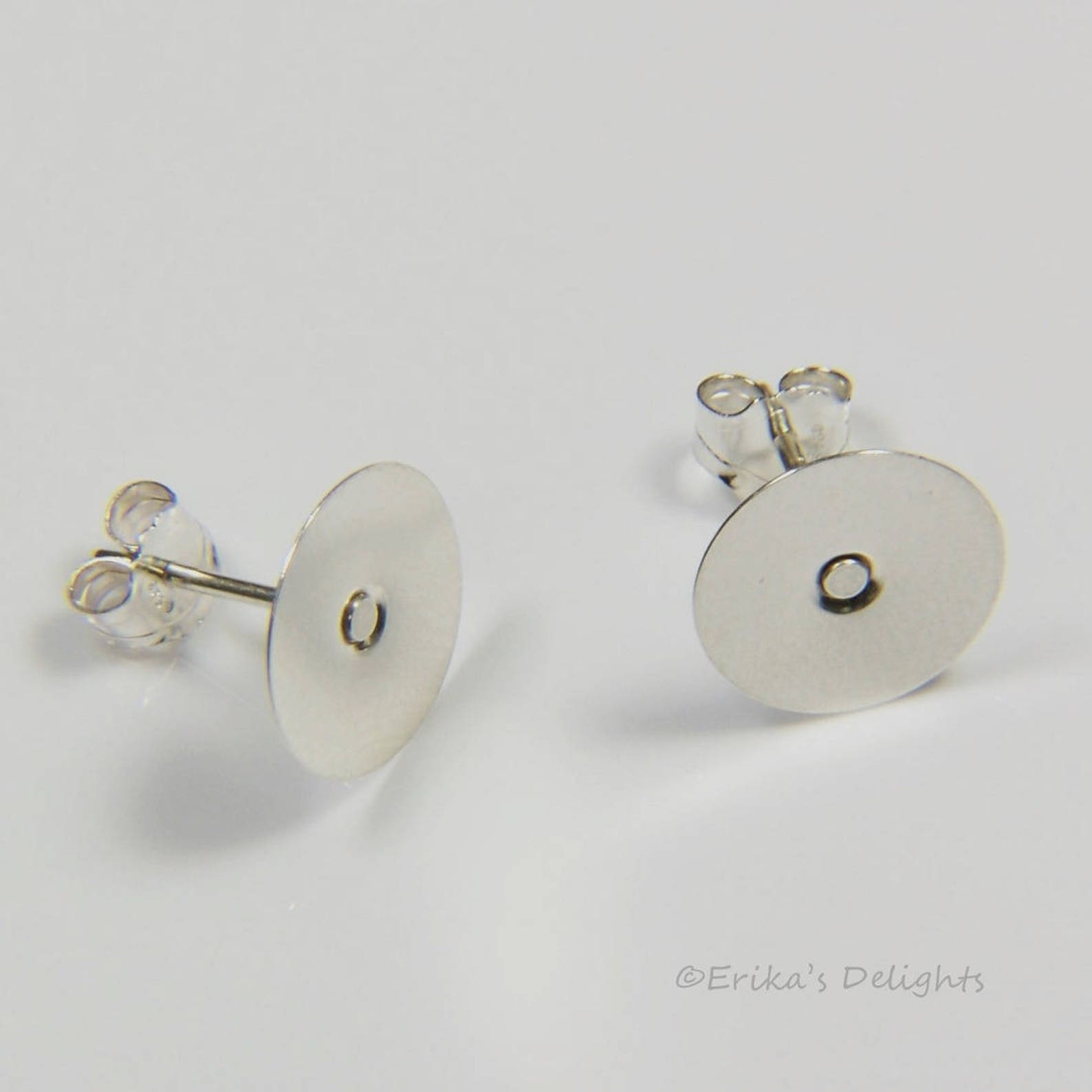 Flat Pad (4mm - 10mm) Sterling Silver Earring Settings (for Cab ...