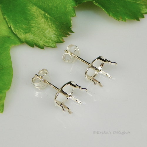 ROUND 2mm 12mm Sterling Silver Snap Tite Earring Settings - Etsy