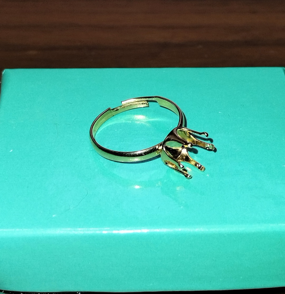 8mm Round Gold Plated Snap Tite Ring Settings Adjustable Finger Size - Etsy