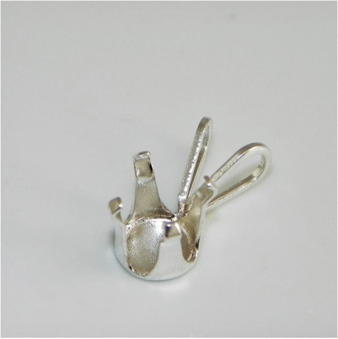 ROUND (3mm - 10mm) Sterling Silver Snap Tite PENDANT Setting (4 Prong ...