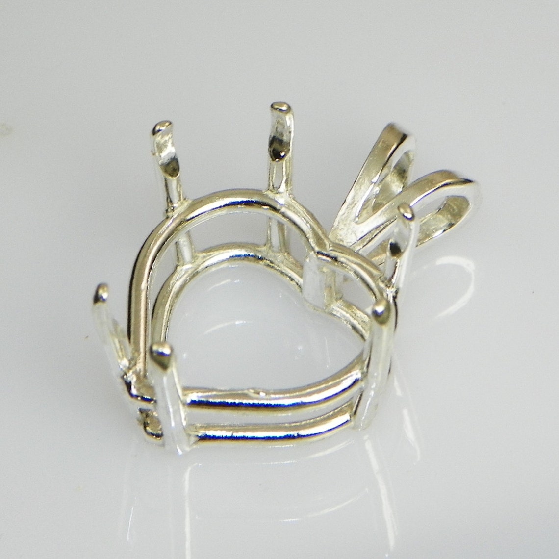 Heart 6 Prong 4mm-16mm Sterling Silver Pre-notched Pendant - Etsy