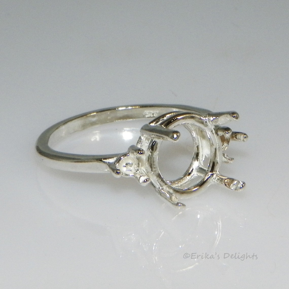 Round Accented 8mm 13mm Sterling Silver Pre-notched RING - Etsy