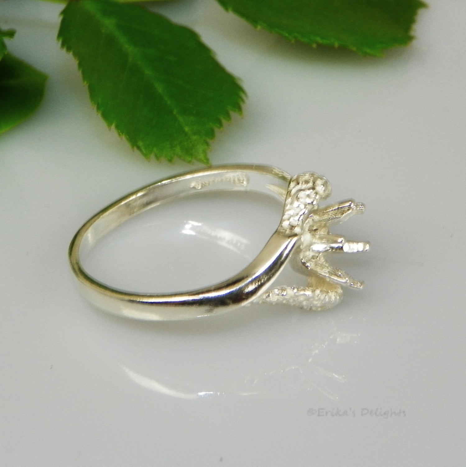 Round Semi Swirl (4mm- 6mm) Sterling Silver Pre-notched RING Setting ...