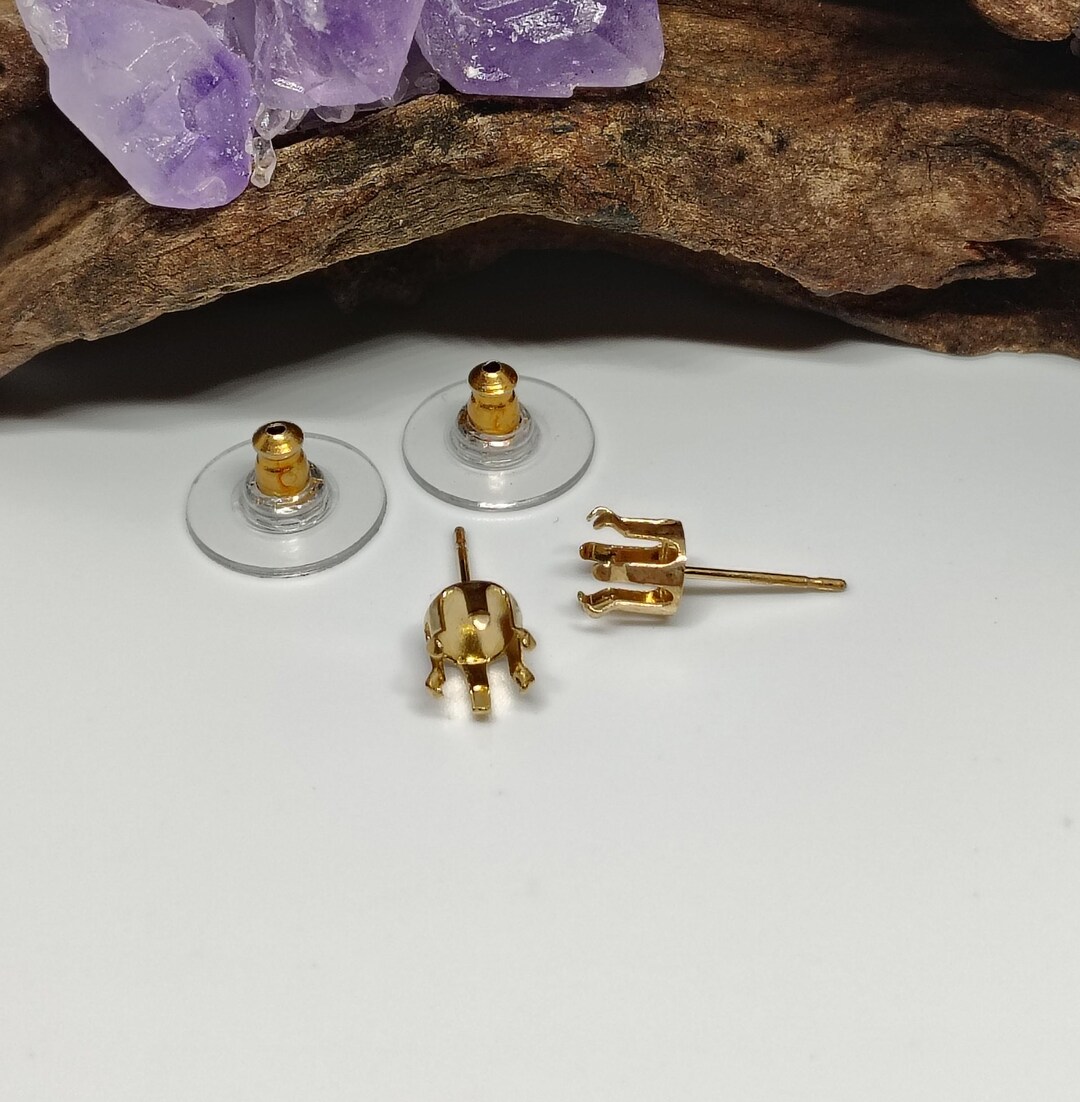 4mm - 6mm Round 14kt GOLD Plated Sterling Silver Snap Tite Earring ...