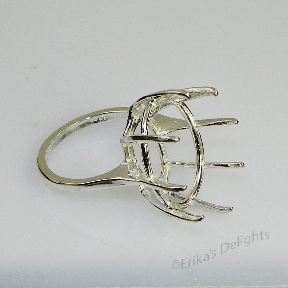 Oval Deep 8 Prong 10x8 20x15 Sterling Silver Pre-notched - Etsy