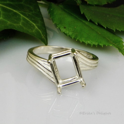 10x7 Pear Side Set Sterling Silver Pre-notched Ring Setting - Etsy