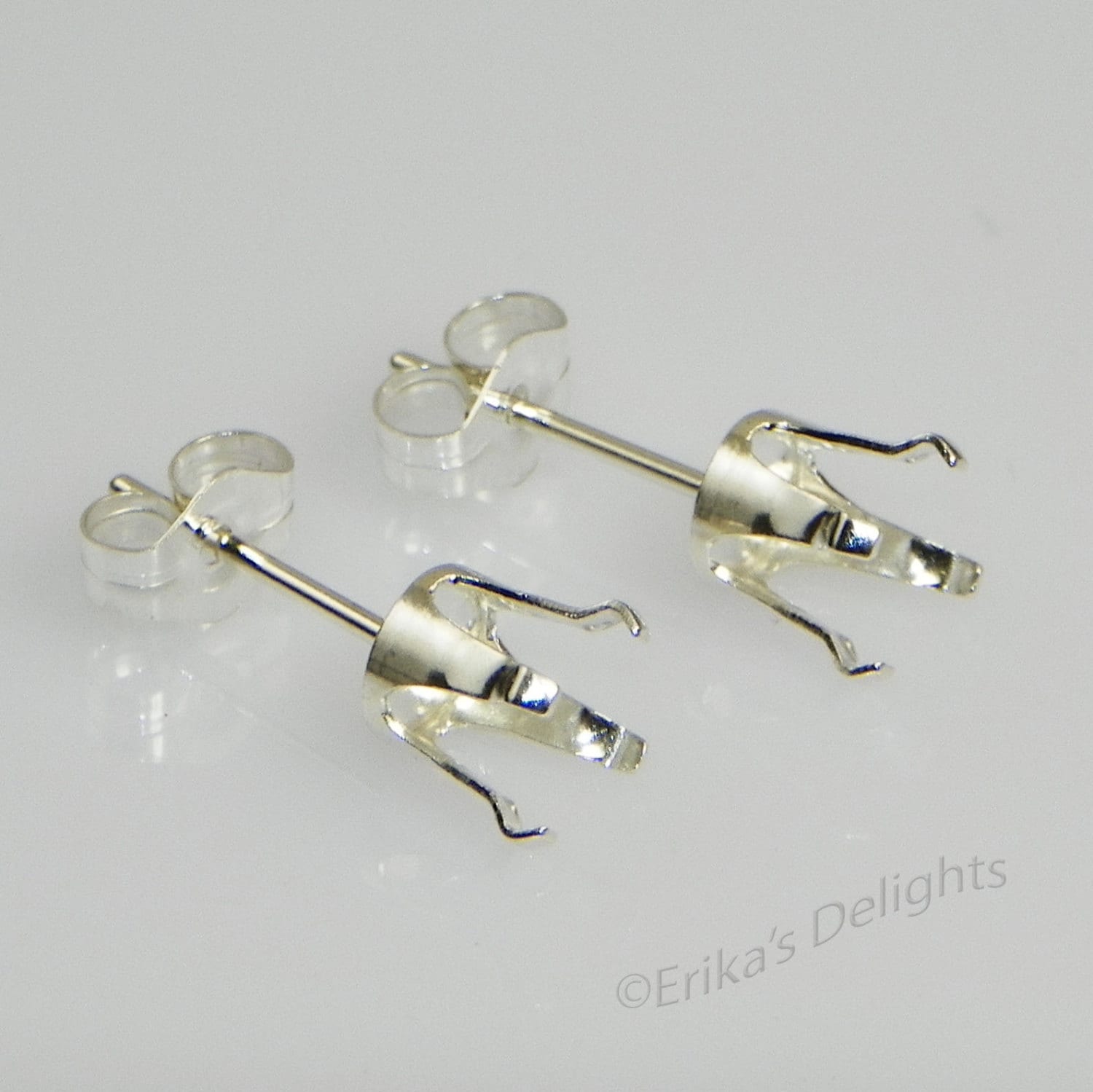 ROUND 2mm 12mm Sterling Silver Snap Tite Earring Settings - Etsy