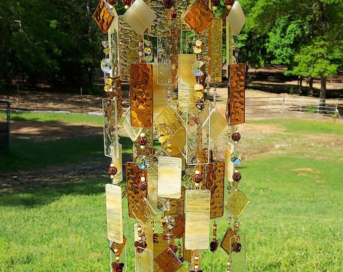 Stained Glass Wind Chime Crystal Mobile Suncatcher Window Decor Unique ...