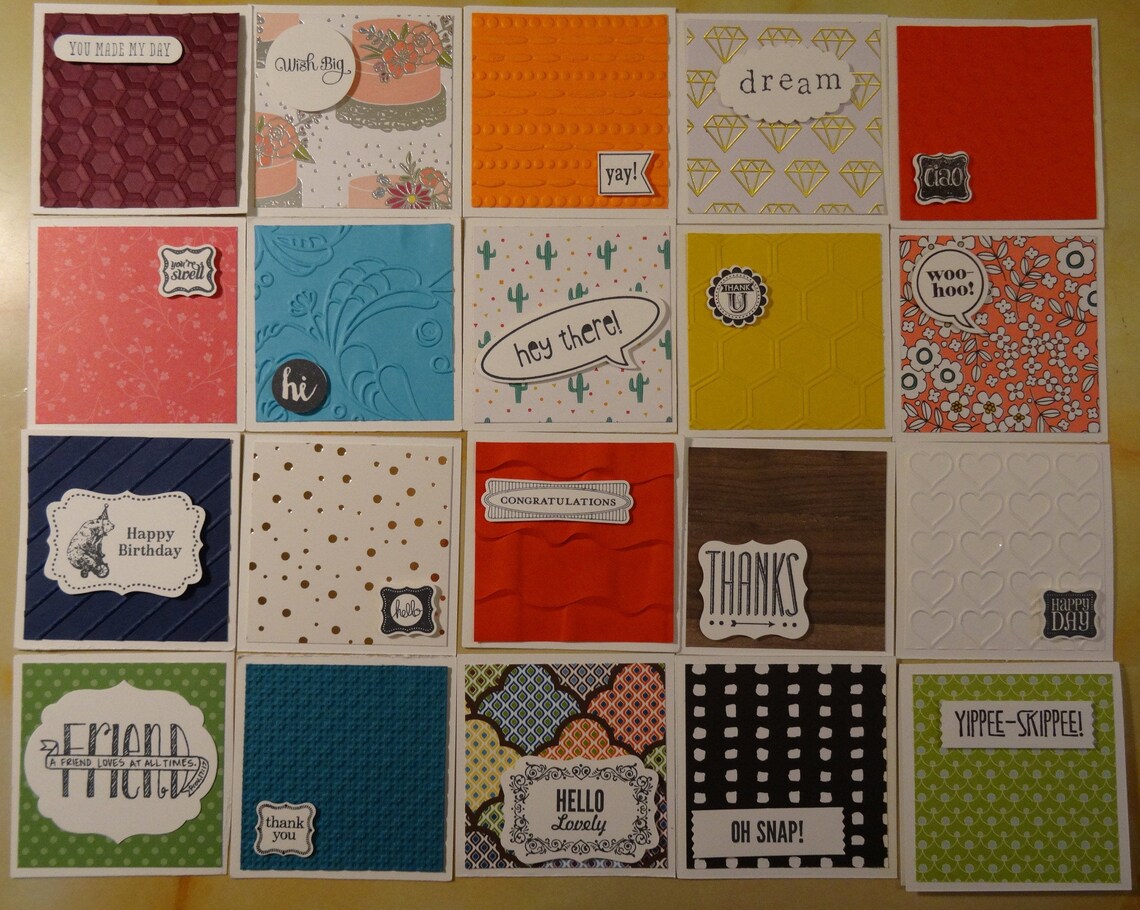 TINY CARDS: 3x3 Mini Cards|lunch Notes|little Notes|thank You|birthday ...