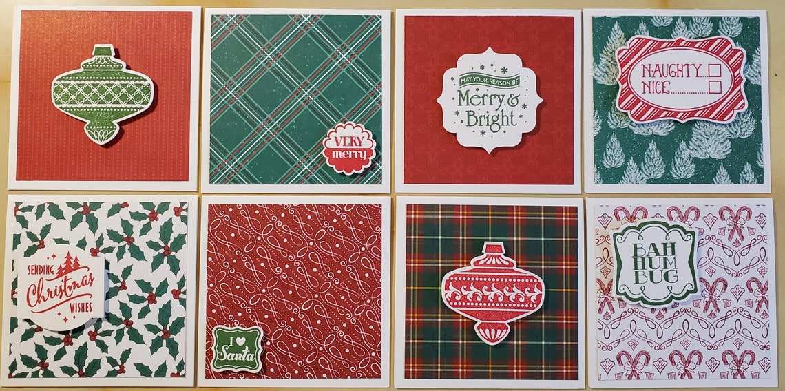 Christmas TINY CARDS: 3 X 3 Mini Cards/mini Notes/gift Tag Blank Inside ...