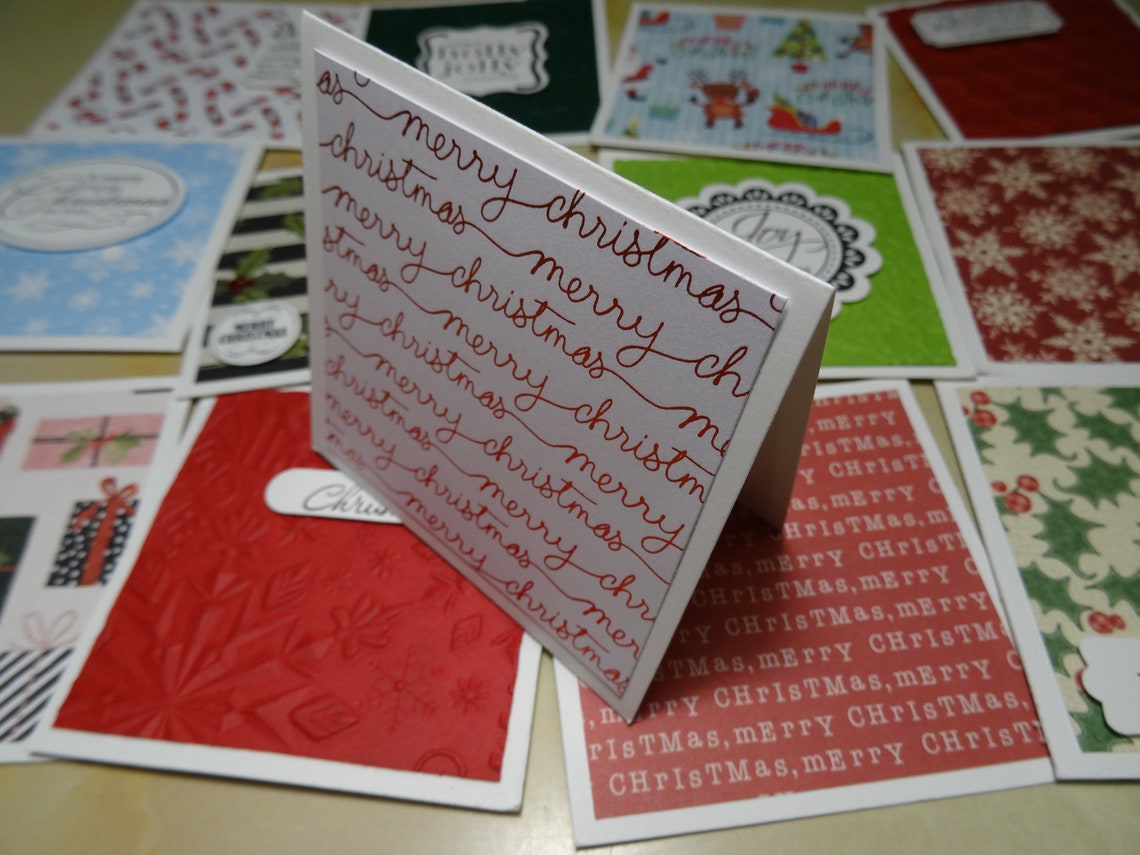 Christmas TINY CARDS: 3 X 3 Mini Cards/mini Notes/gift Tag Blank Inside ...