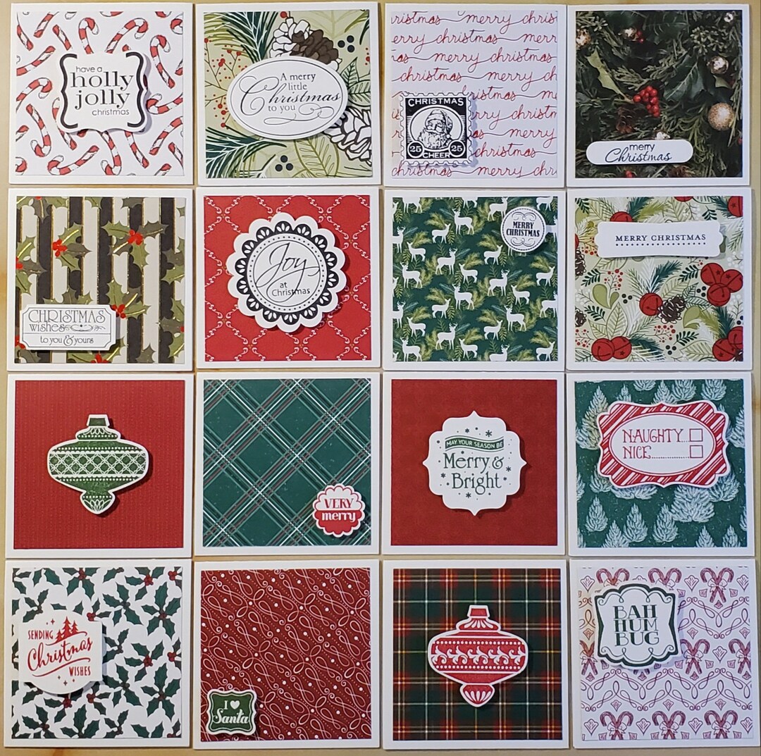 Christmas TINY CARDS: 3 X 3 Mini Cards/mini Notes/gift Tag- Blank ...