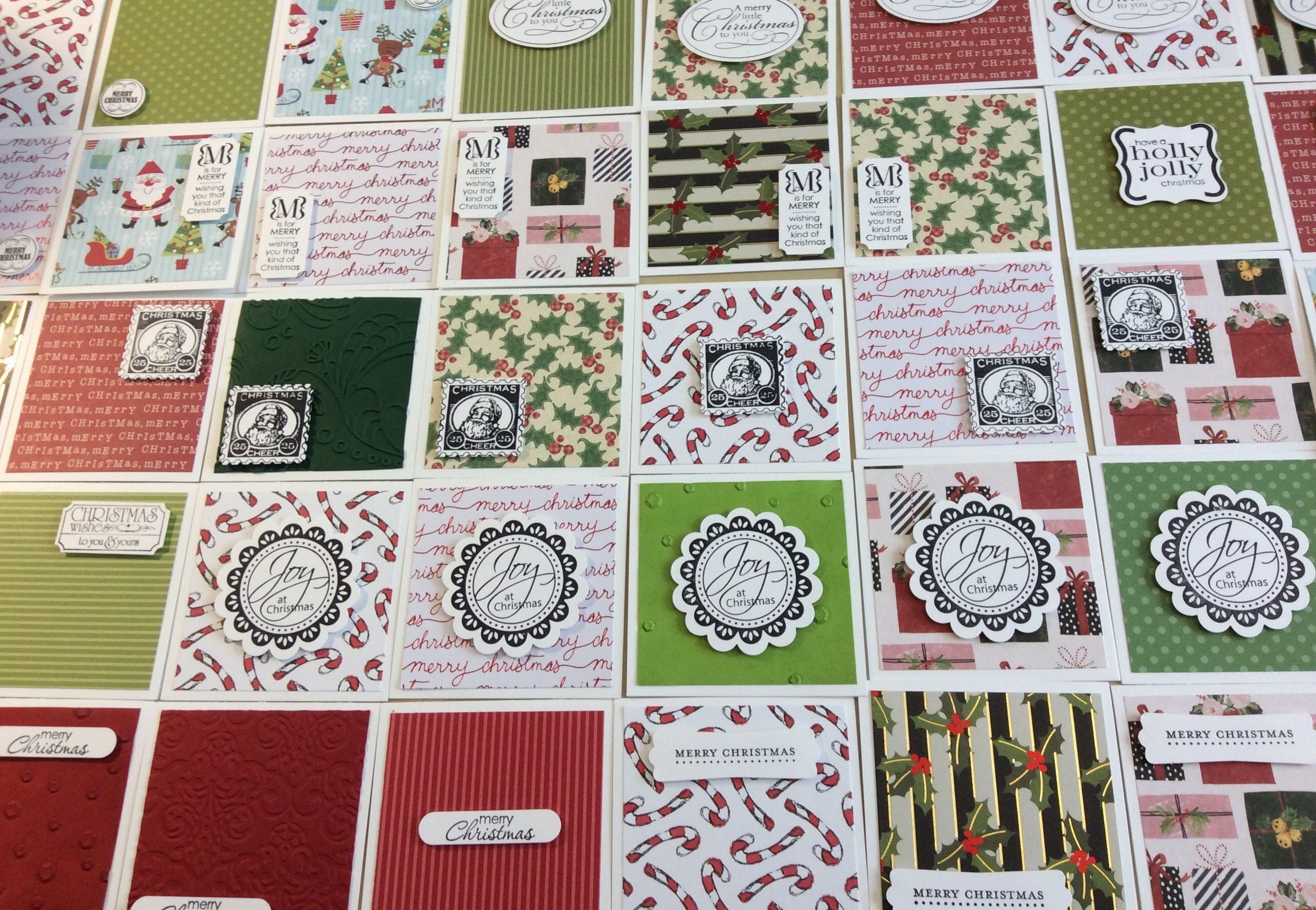Christmas TINY CARDS: 3 X 3 Mini Cards/mini Notes/gift Tag Blank Inside ...