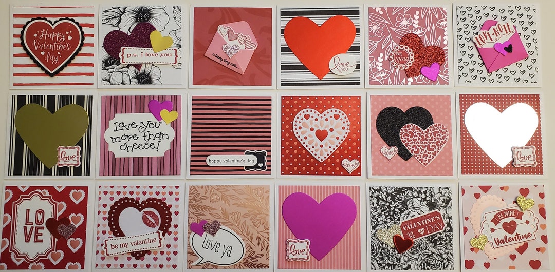 TINY VALENTINES- 3x3 Inch Handmade Valentine Cards | Unique Valentines ...
