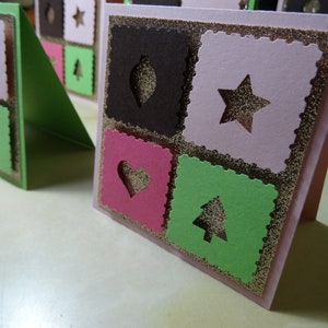 Holiday Tiny Cards-blank Inside-set of 6/ Glitter 3x3 Cards/ Gift Tags ...