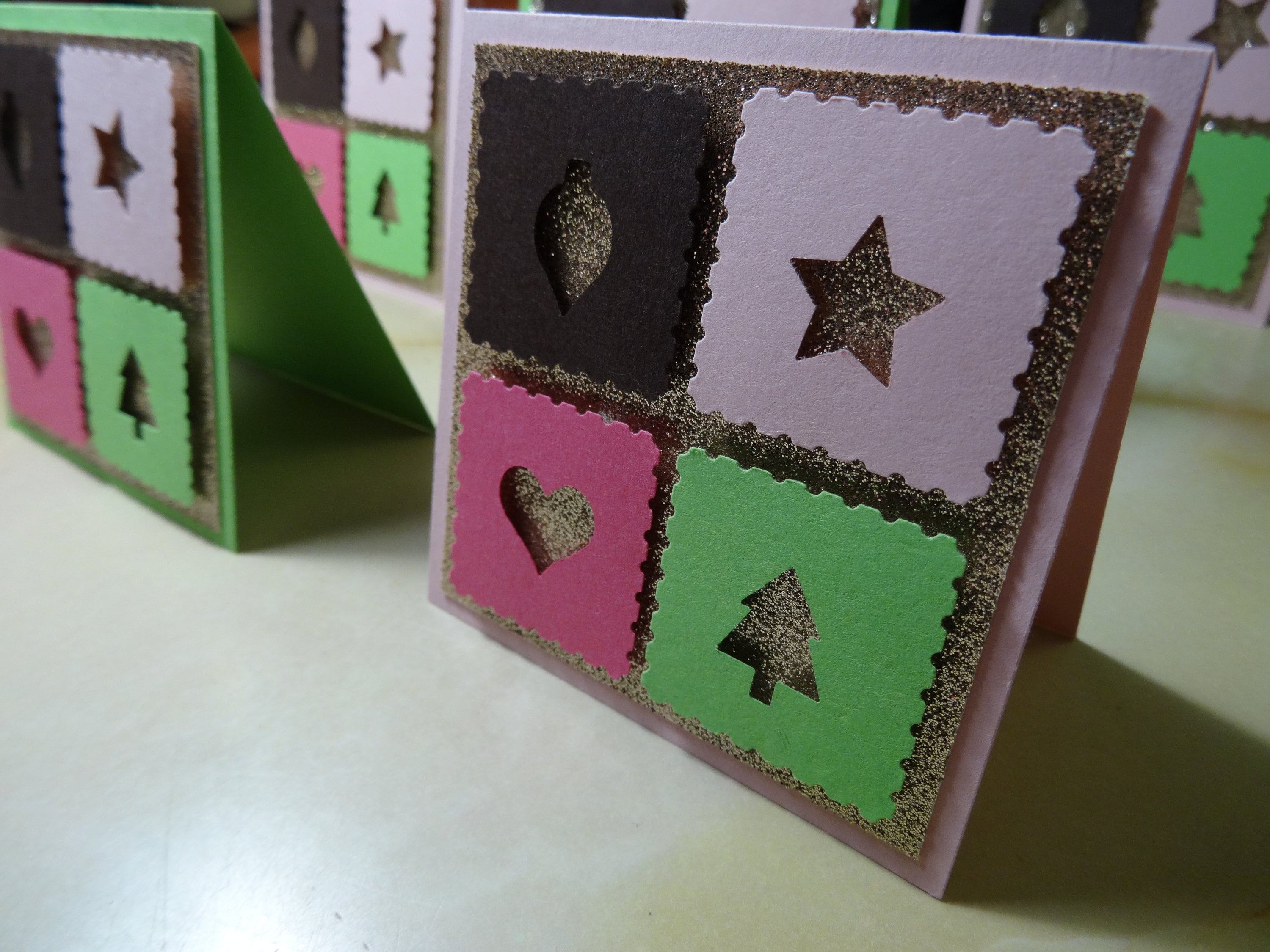 Holiday Tiny Cards-blank Inside-set of 6/ Glitter 3x3 Cards/ Gift Tags ...