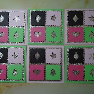Holiday Tiny Cards-blank Inside-set of 6/ Glitter 3x3 Cards/ Gift Tags ...
