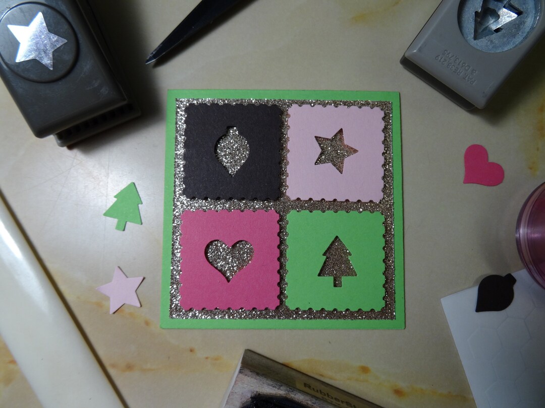Holiday Tiny Cards-blank Inside-set of 6/ Glitter 3x3 Cards/ Gift Tags ...