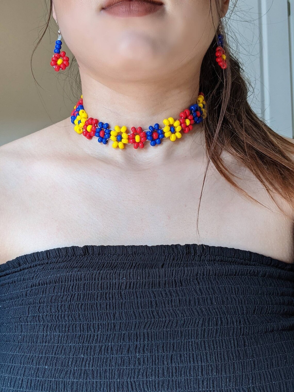 Daisy Large Flower Chain Choker / Chunky Colorful Bold Daisy Flower ...