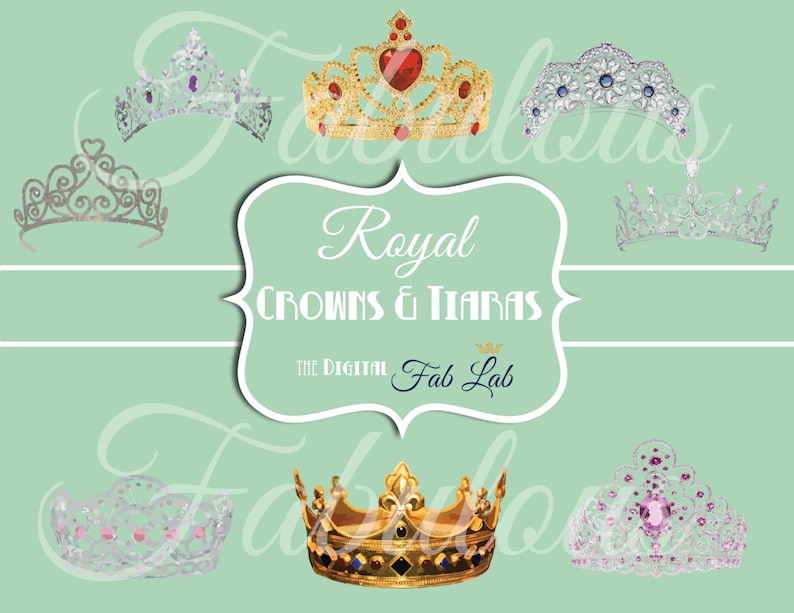 Royal Crowns & Tiaras Digital Clipart King Queen Princess | Etsy