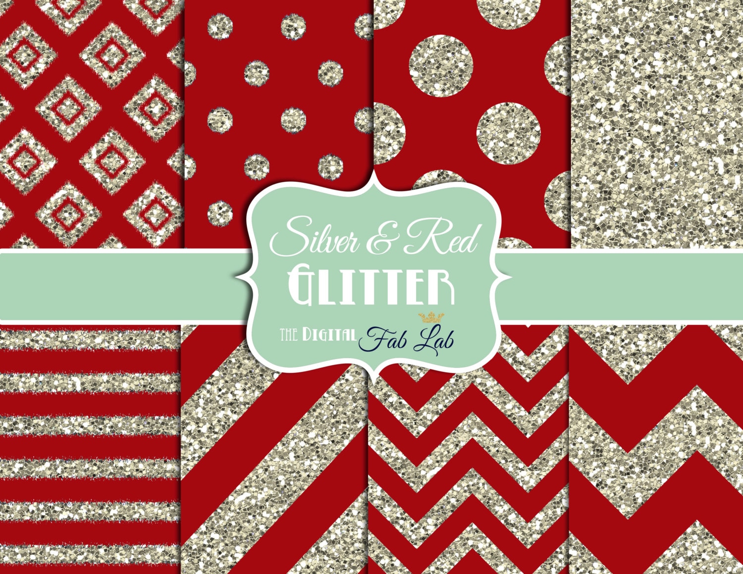 Silver Glitter Chevron