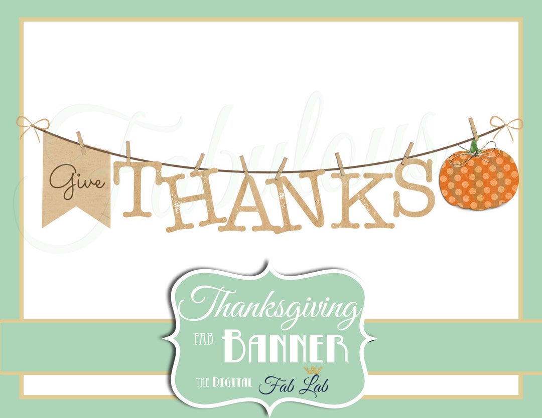 Thanksgiving Clipart - Give Thanks Banner - Digital Clipart - Etsy