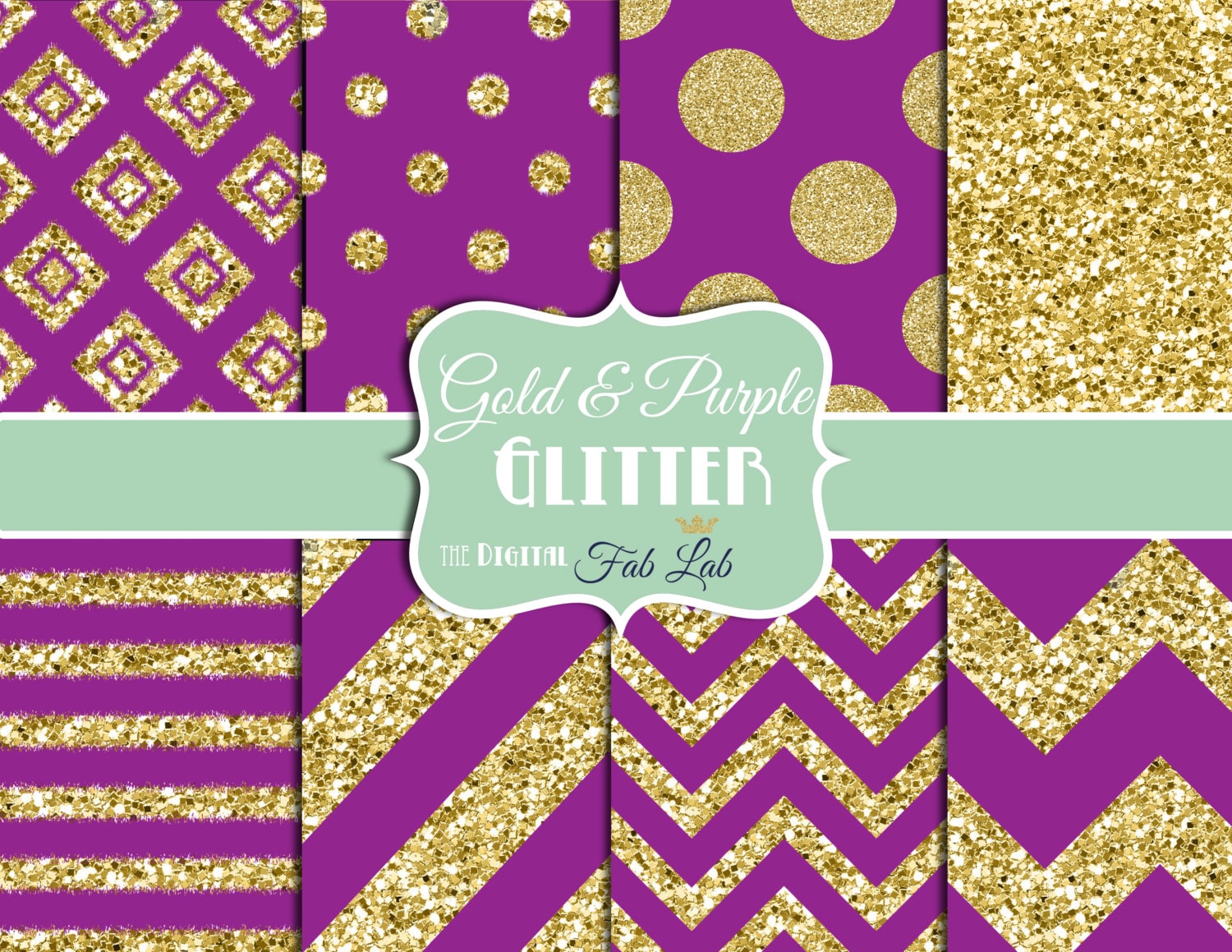 Gold and Purple, Glitter, Fabulous, Chevron, Stripes, Polka Dots ...