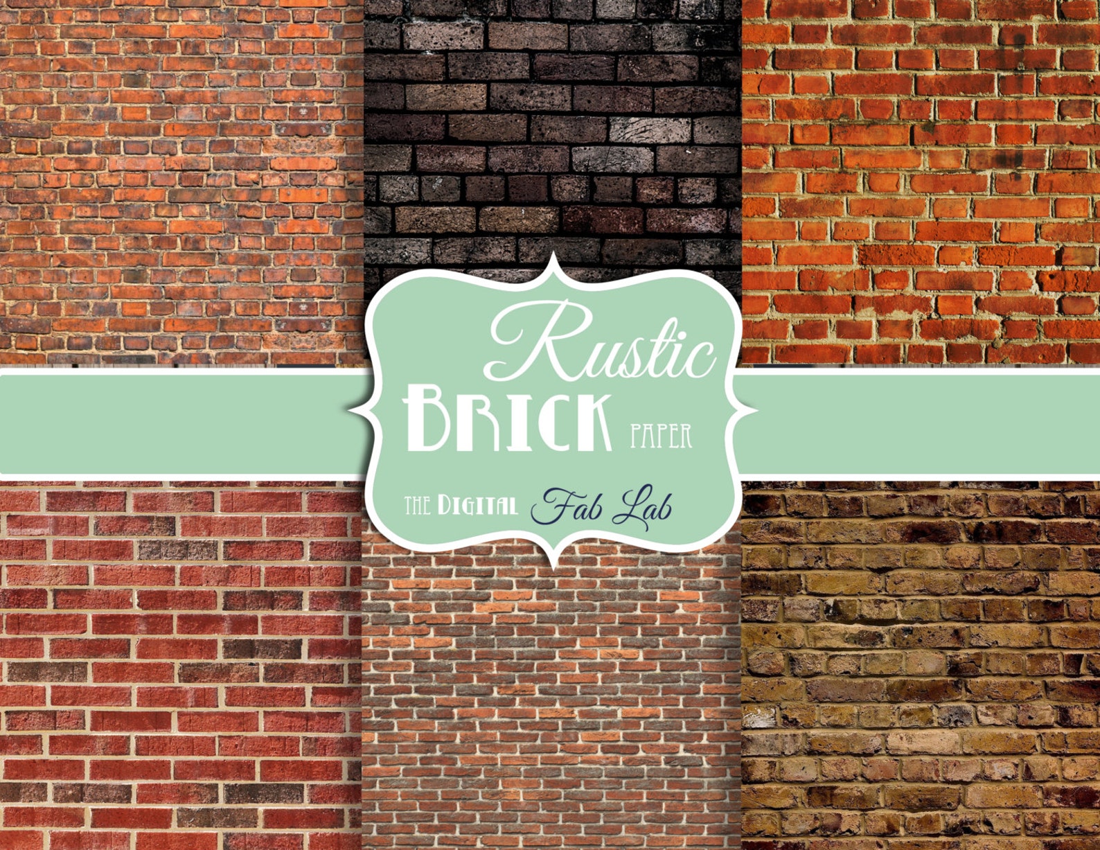 Rustic Brick Digital Paper, Vintage Brick Walls, Colonial, Old Masonry ...