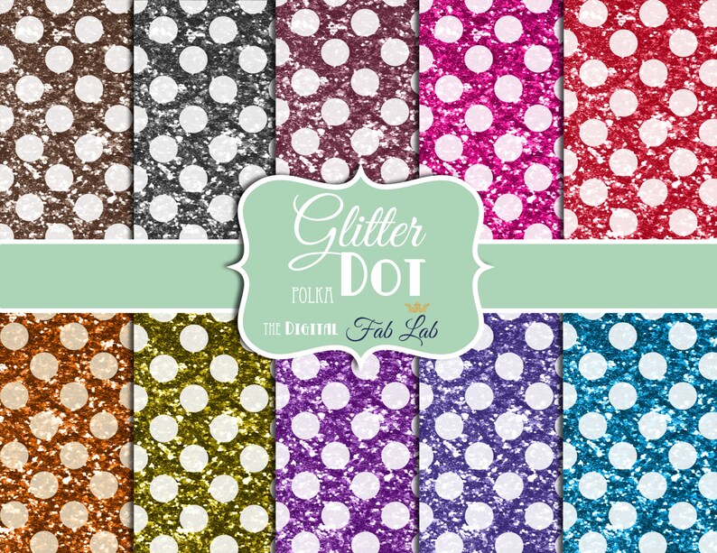 Multi-colored, Glitter, Polka Dots, Sparkling, Digital Paper, 12x12 ...