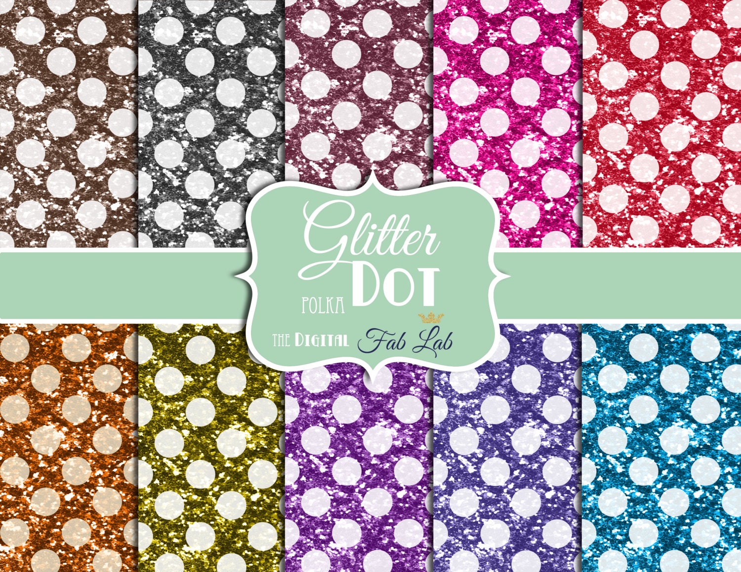Multi-colored Glitter Polka Dots Sparkling Digital Paper - Etsy