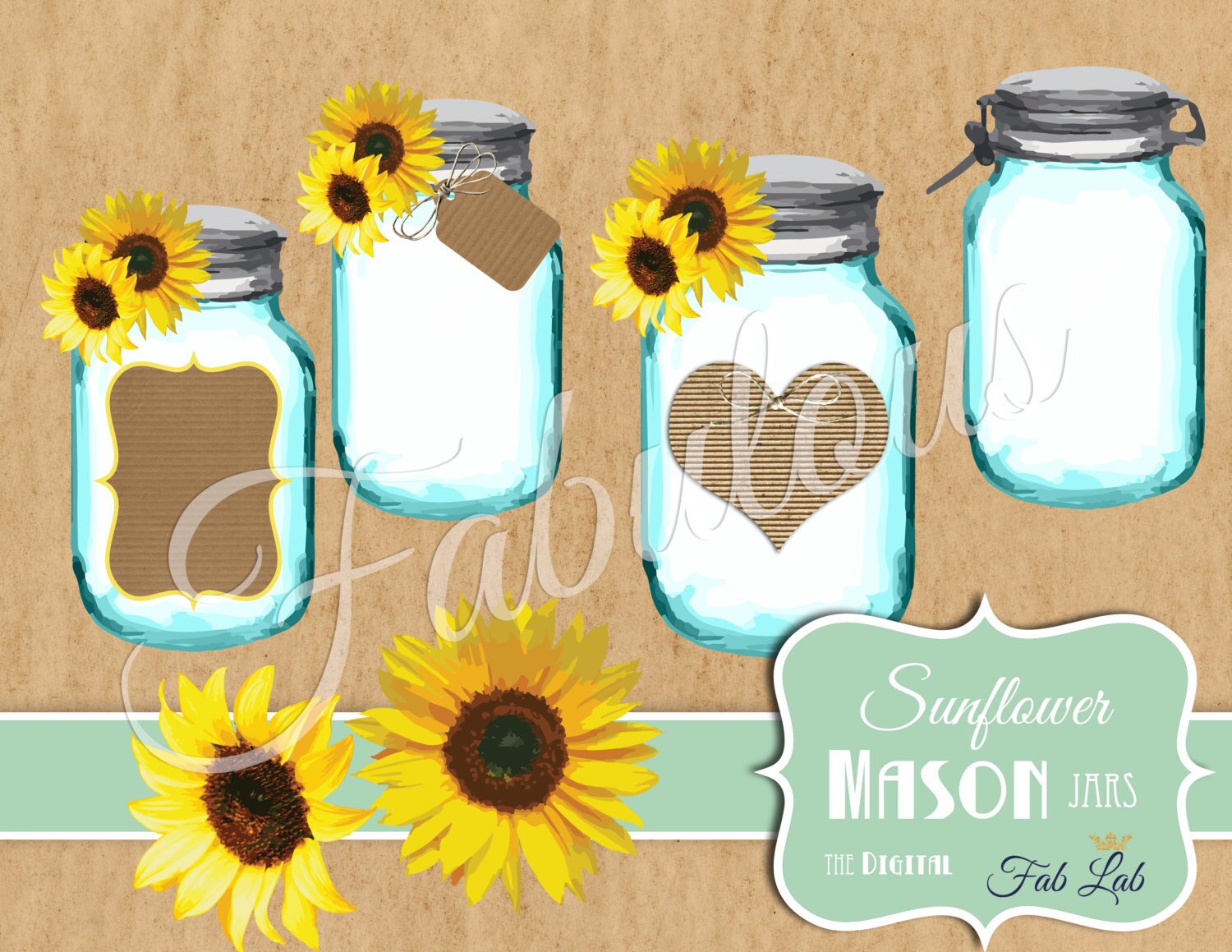 Sunflower In Mason Jar Clipart