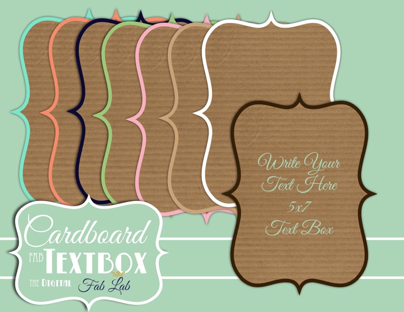 Cardboard Text Box, Elements,tags, Embellishments, Digital Clipart ...