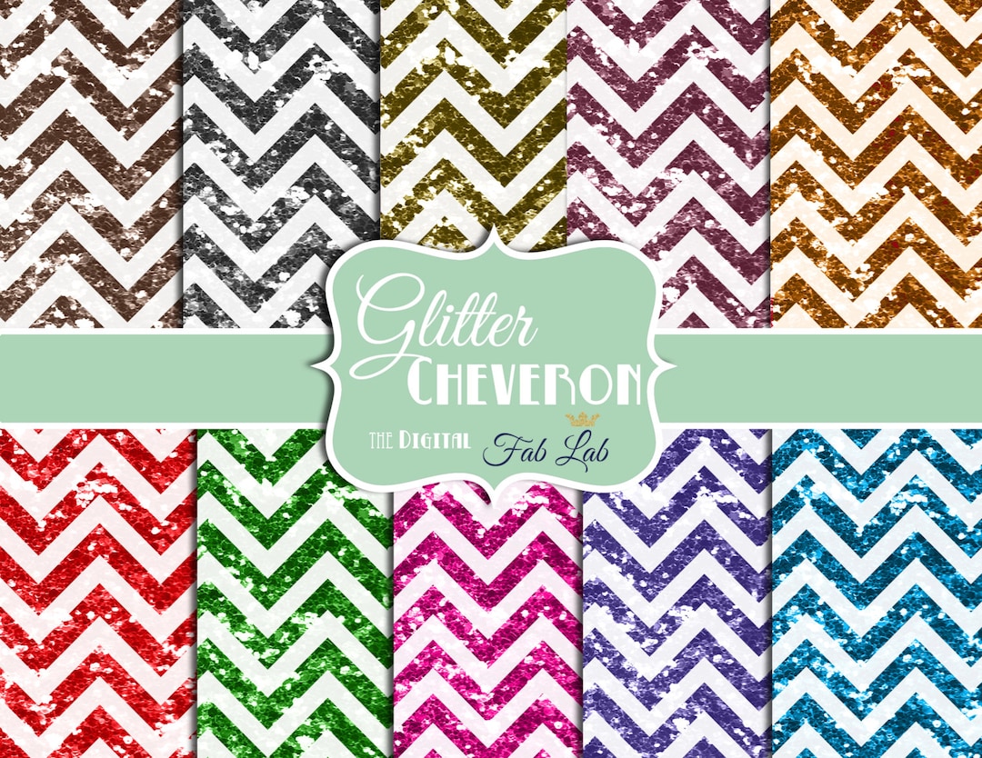 Multi-colored Chevrons, Glitter, Sparkling, Digital, 12x12, Paper Pack ...
