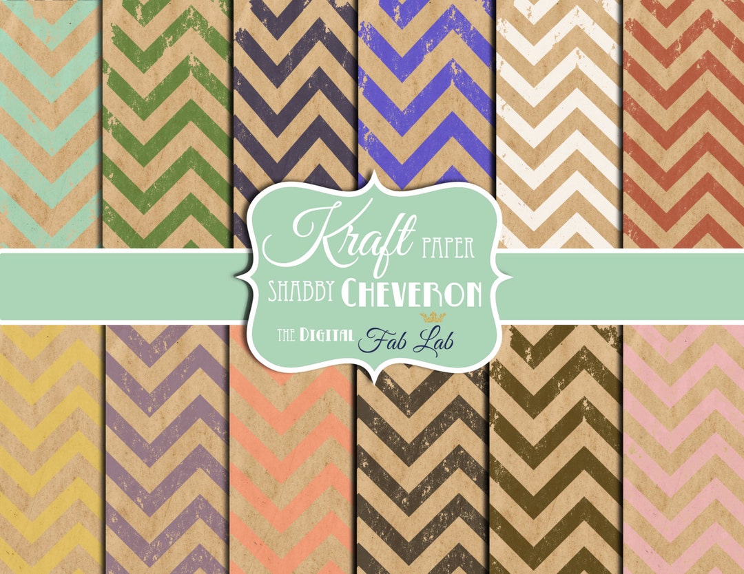 Chevron Kraft Paper, Shabby Chic Chevron, Multi-color, Digital Paper ...