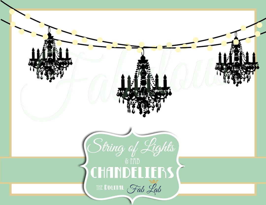 String of Lights, Chandeliers, Clipart, Banner, Digital Clipart ...