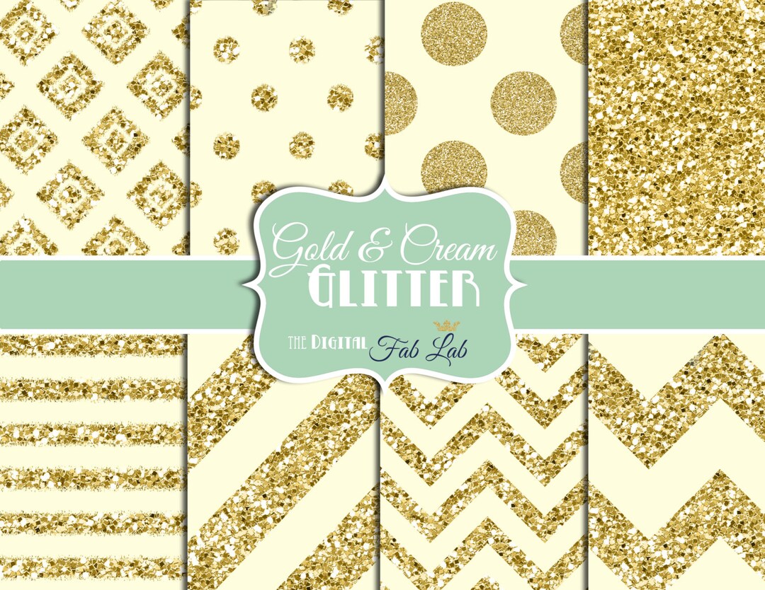 Classic Gold and Cream, Glitter, Dazzeling, Chevron, Stripes, Polka ...