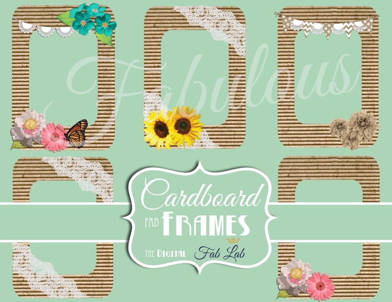 Digital Cardboard Frames,sunflower, Burlap and Lace, Flower,photo Frame ...